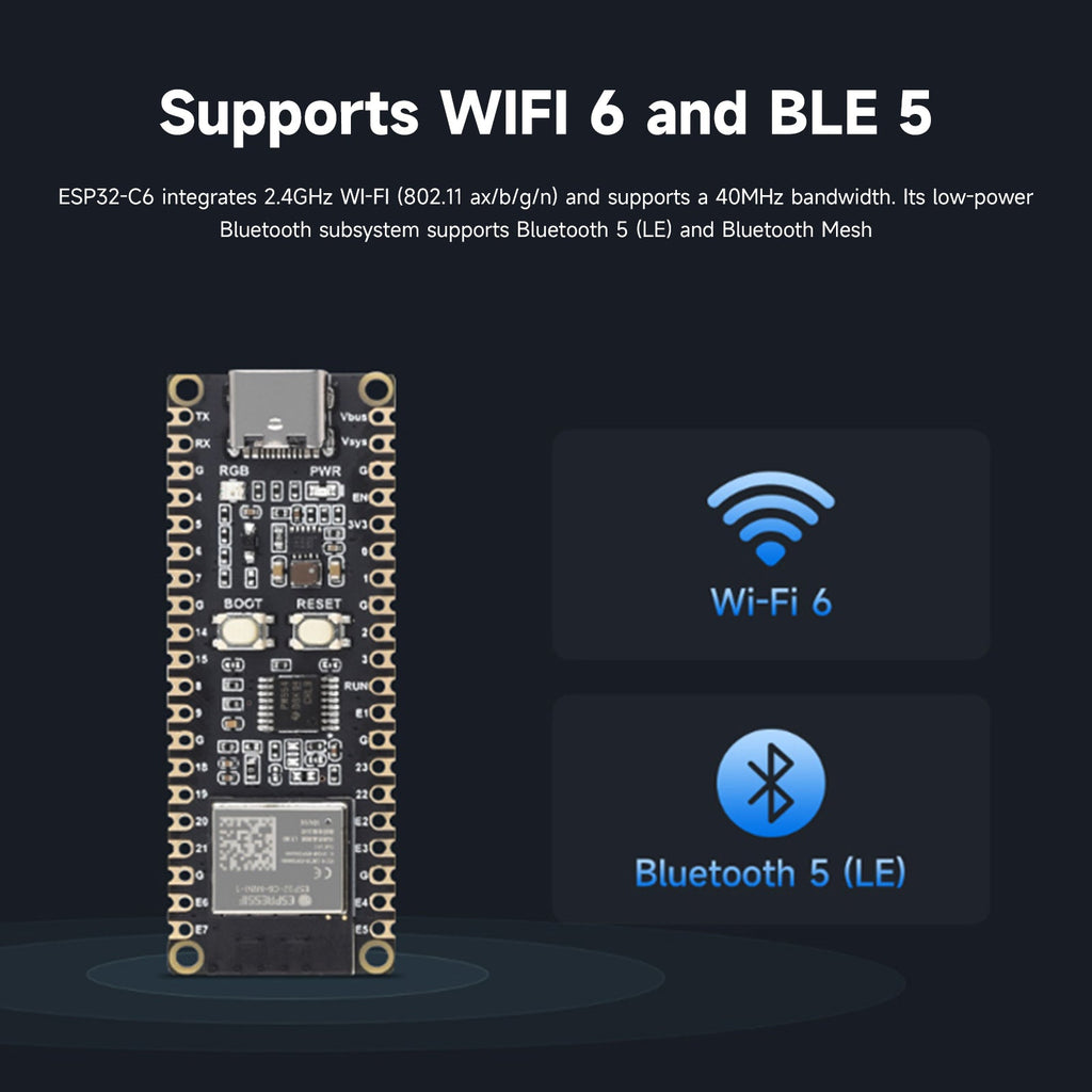 ESP32-C6 Mikrocontroller Entwicklungsboard 160MHz Single-Core-Prozesso