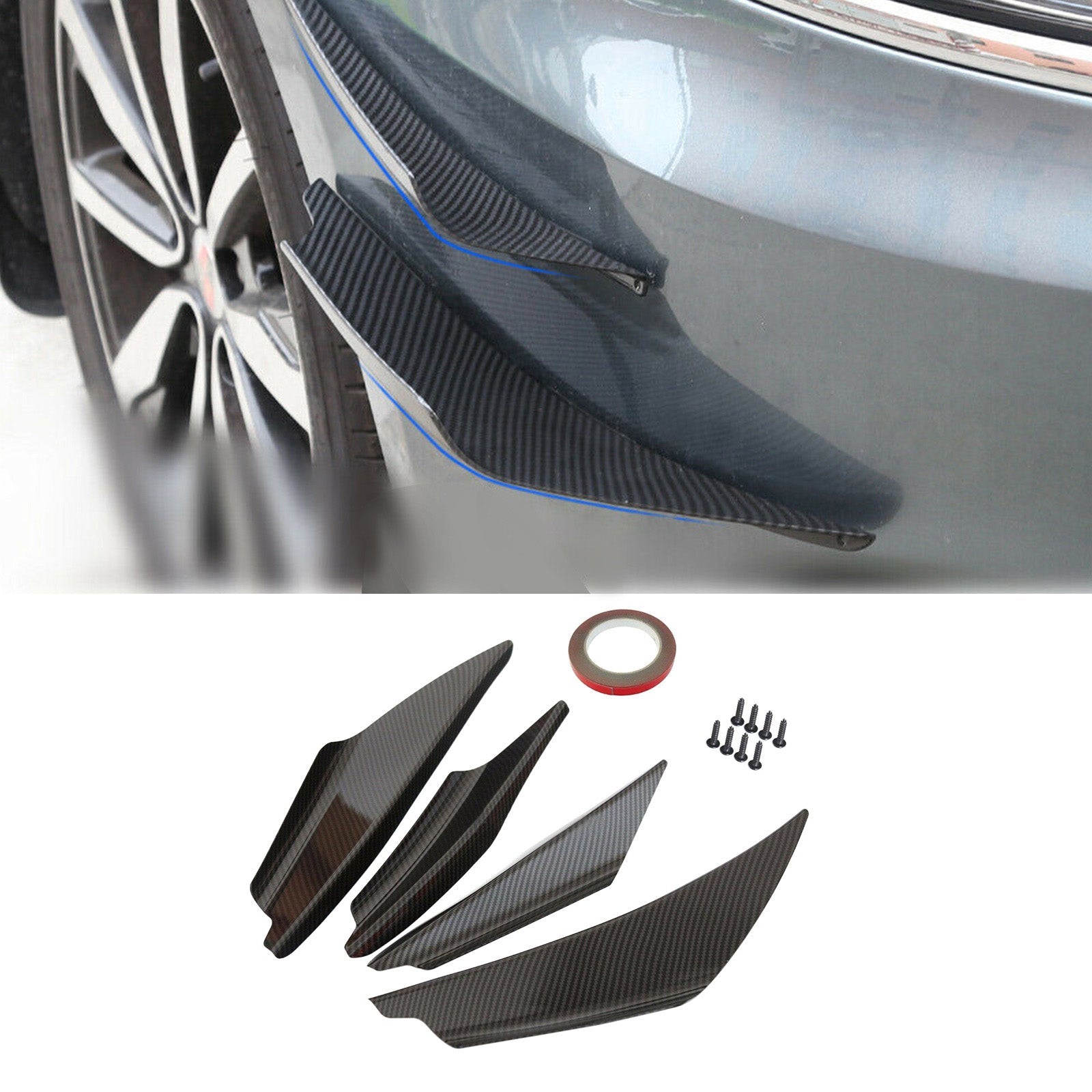 4 Stück Universal Car Front Bumper Flossen Body Splitter Spoiler Canar