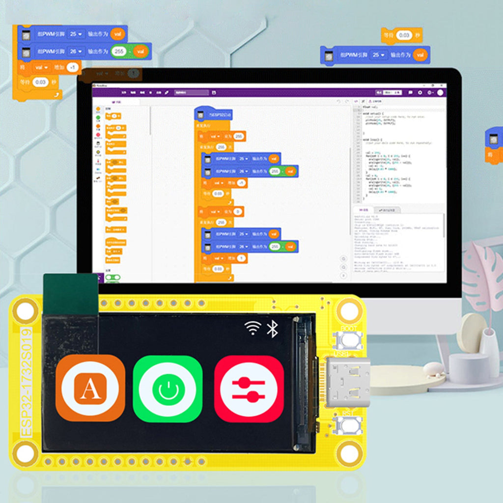 ESP32-S3 1,9-Zoll-Bildschirm-Entwicklungsplatine, WLAN, Bluetooth, 170